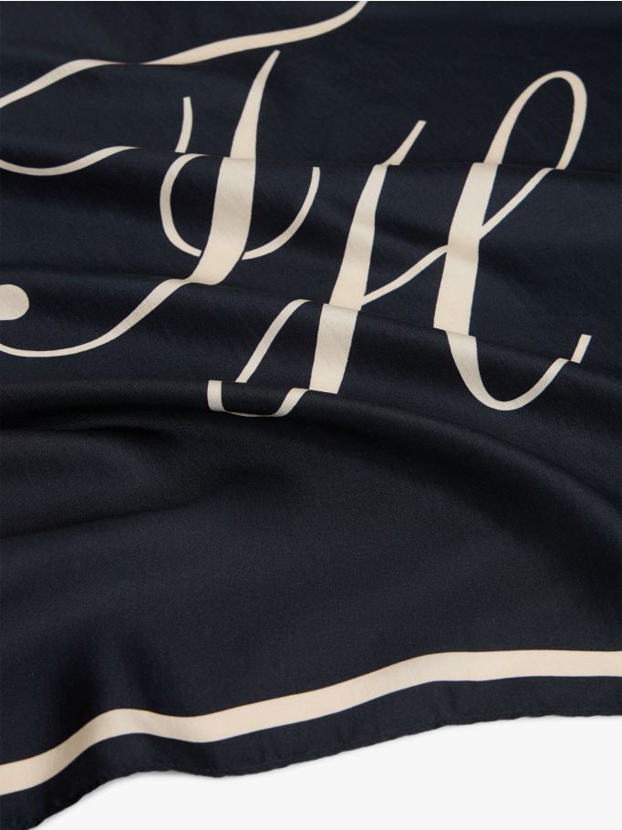 Pure Silk Logo Scarf Blue Cream Tommy Hilfiger Pure Silk Logo Scarf Blue Cream Tommy Hilfiger