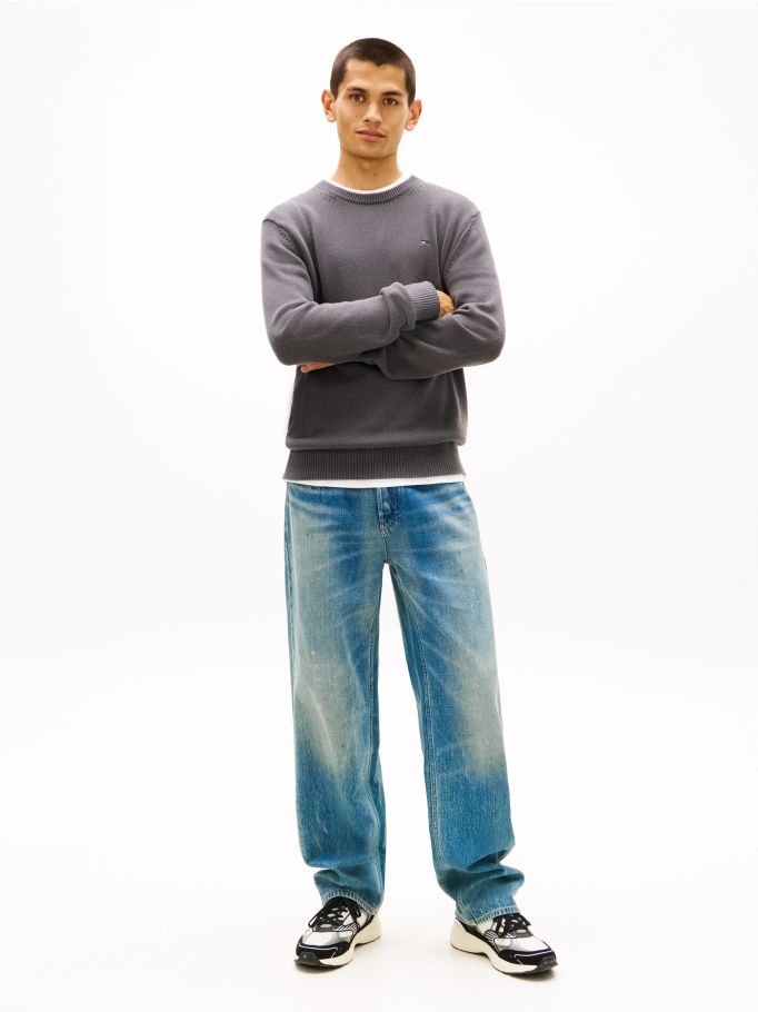 Grey Slim Crew Jumper | Tommy Hilfiger