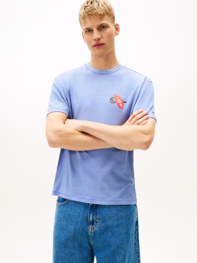 Textured Relaxed Back-Slogan Tee – Black | Tommy Hilfiger