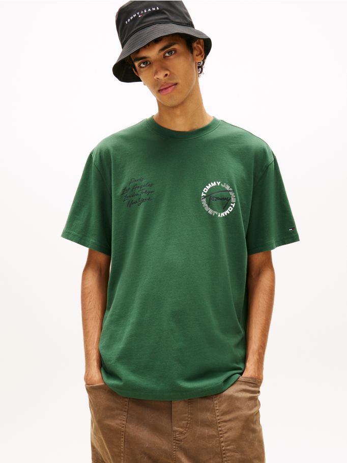 Circular Back Logo Relaxed T-Shirt - Green | Tommy Hilfiger