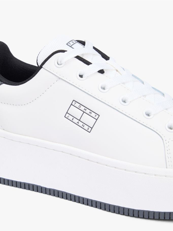 Essential Logo Platform Trainers With Leather - Beige | Tommy Hilfiger