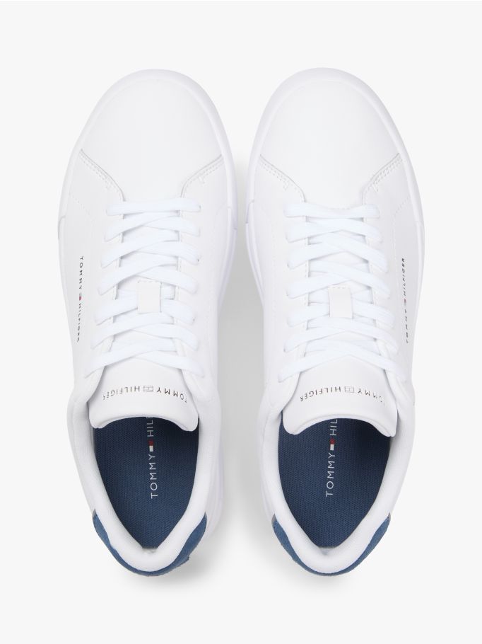White Logo Leather Court Trainers | Tommy Hilfiger