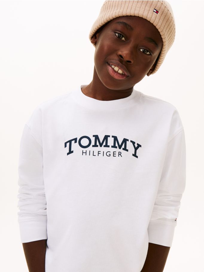 Logo Print Long Sleeve T-Shirt - Blue | Tommy Hilfiger