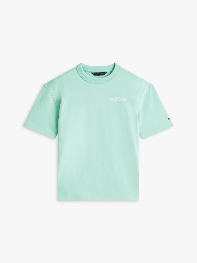 Blue Textured Back Logo Jersey T-Shirt | Tommy Hilfiger