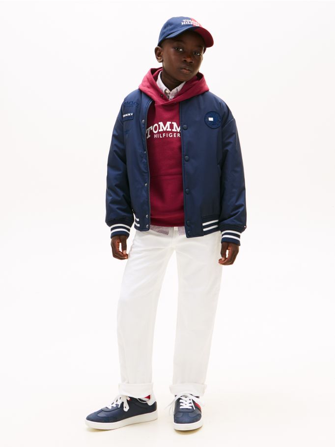 Back Logo Relaxed Padded Bomber Jacket - Blue | Tommy Hilfiger