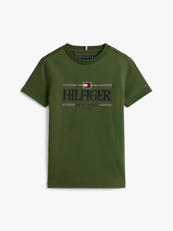 Logo Embroidery Interlock Knit T-Shirt - Blue | Tommy Hilfiger