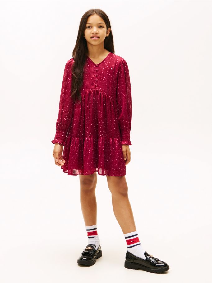 Festive Print Smock Detail A-Line Dress - Purple | Tommy Hilfiger