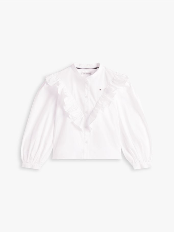 White Ruffle Balloon Sleeve Shirt | Tommy Hilfiger