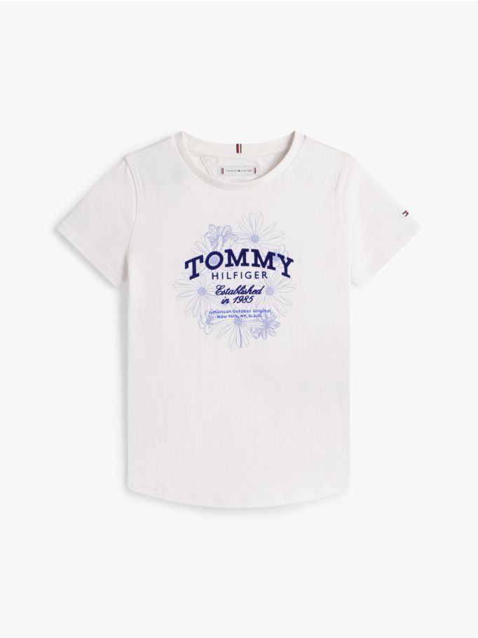 Slim Pink Flocked Logo Tee | Tommy Hilfiger