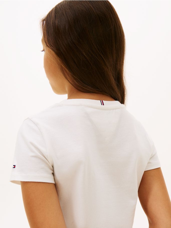 Slim Pink Flocked Logo Tee | Tommy Hilfiger