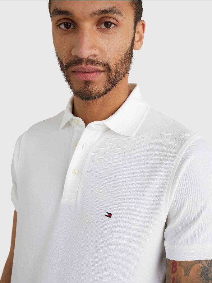 Mens 1985 Slim Fit Polo In White Tommy Hilfiger Uae
