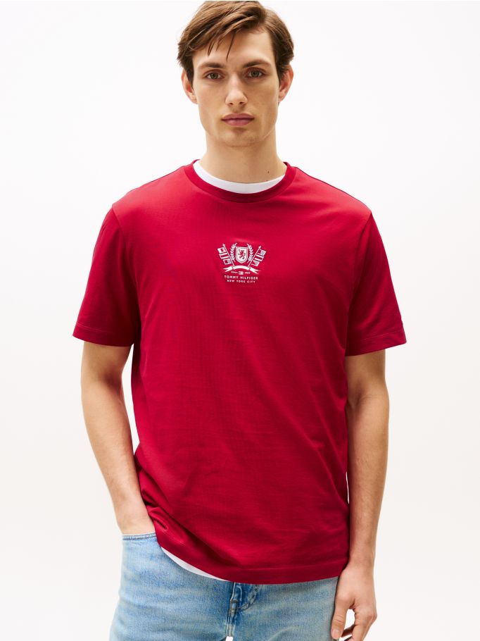 Hilfiger Crest Embro T-Shirt | Medium Red | Tommy Hilfiger