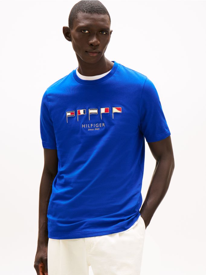 Multi-Flag Crew Neck T-Shirt | Wedge Blue | Tommy Hilfiger