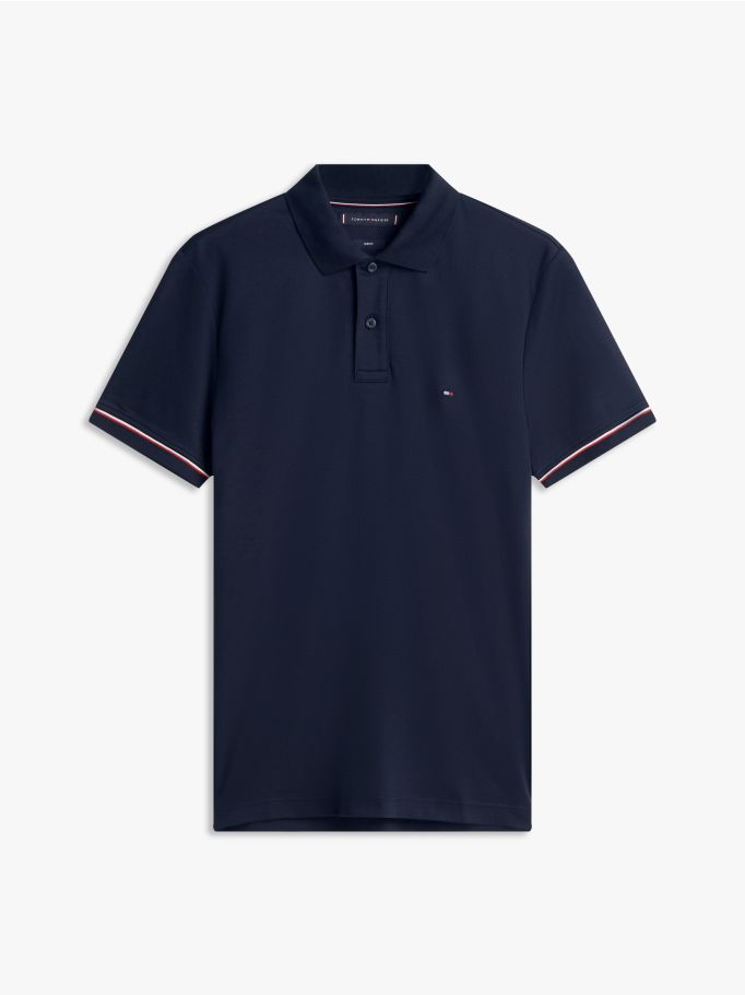 Liquid Cotton RWB Cuff Polo in Blue | Tommy Hilfiger