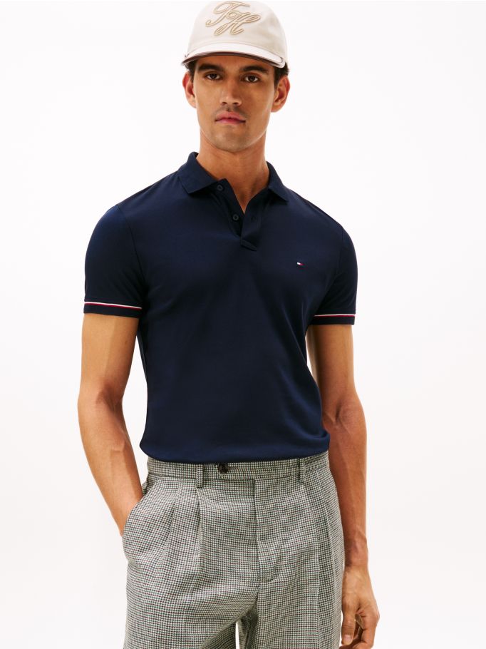 Liquid Cotton RWB Cuff Polo in Blue | Tommy Hilfiger