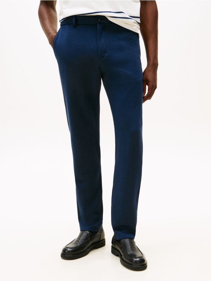 Harlem Interlock Knit Pique Tapered Leg Trousers - Blue | Tommy Hilfiger