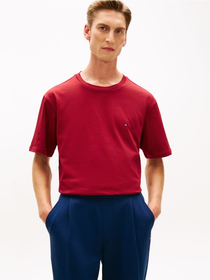 Flag Embroidery Jersey T-Shirt - Red | Tommy Hilfiger