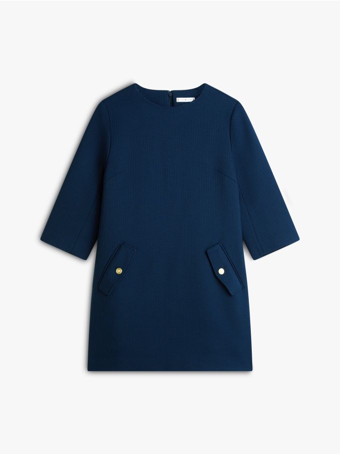 Textured Wool Blend Mini Shift Dress - Blue | Tommy Hilfiger