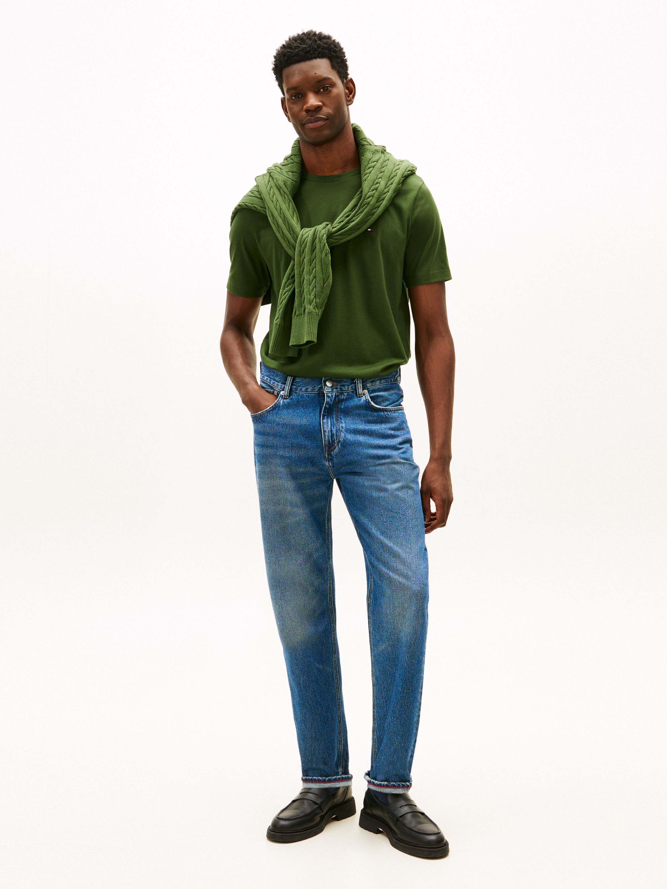 Flag Embroidery Crew Neck T-Shirt - Blue | Tommy Hilfiger